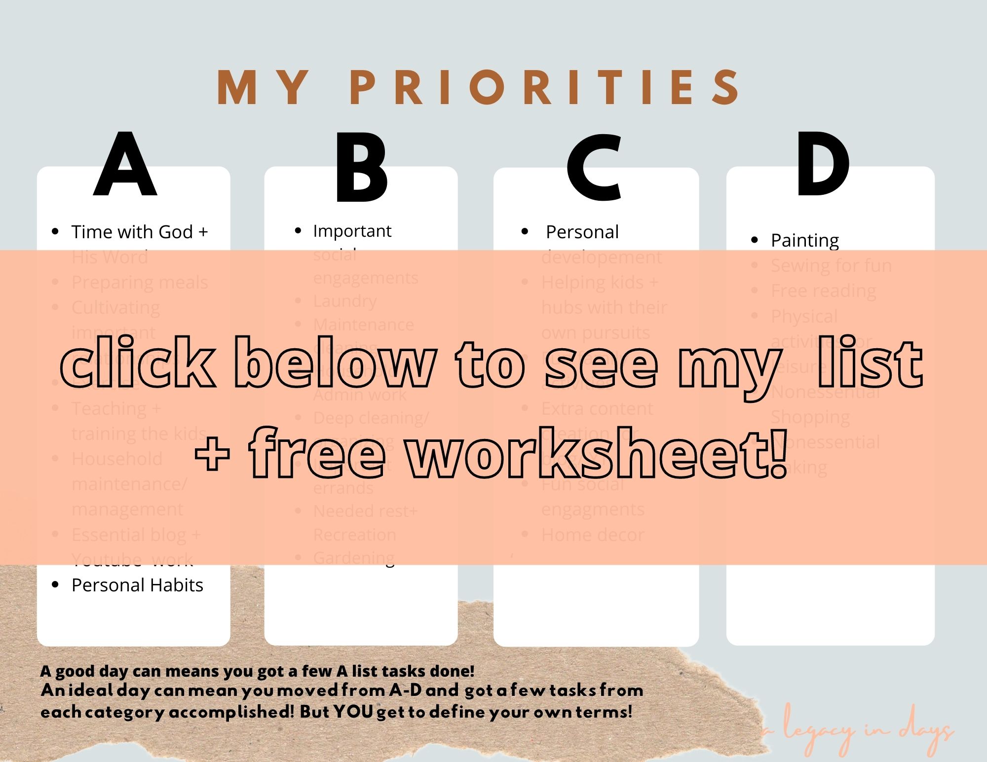 How to find your priorities as a mom- 3 steps! - A Legacy In Days